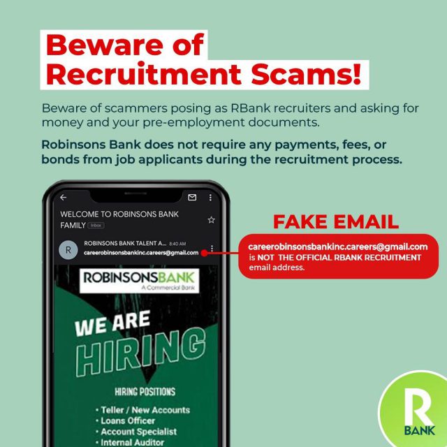 Beware of Recruitment Scams! | Robinsons Bank
